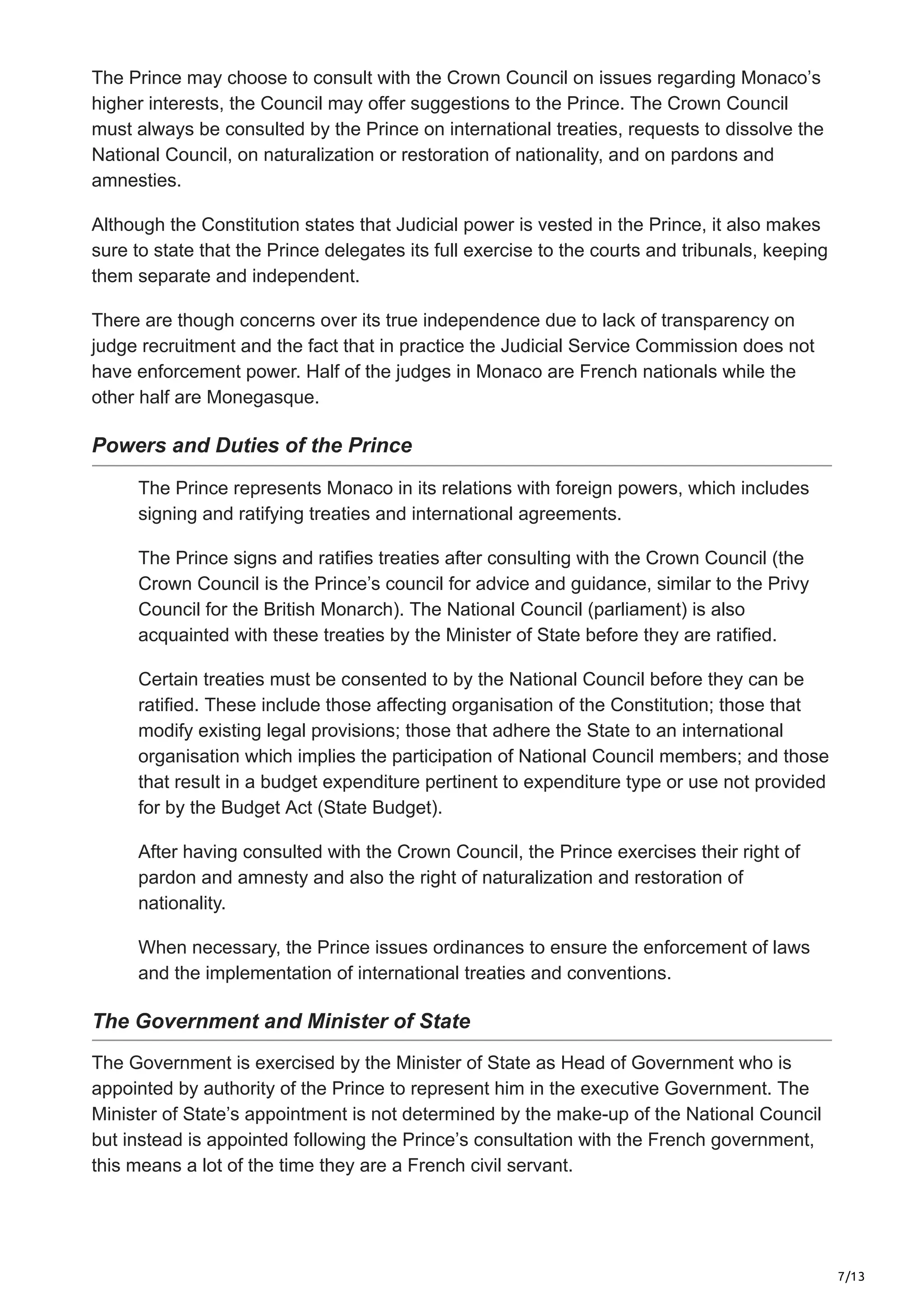 The Government System of Monaco | PDF