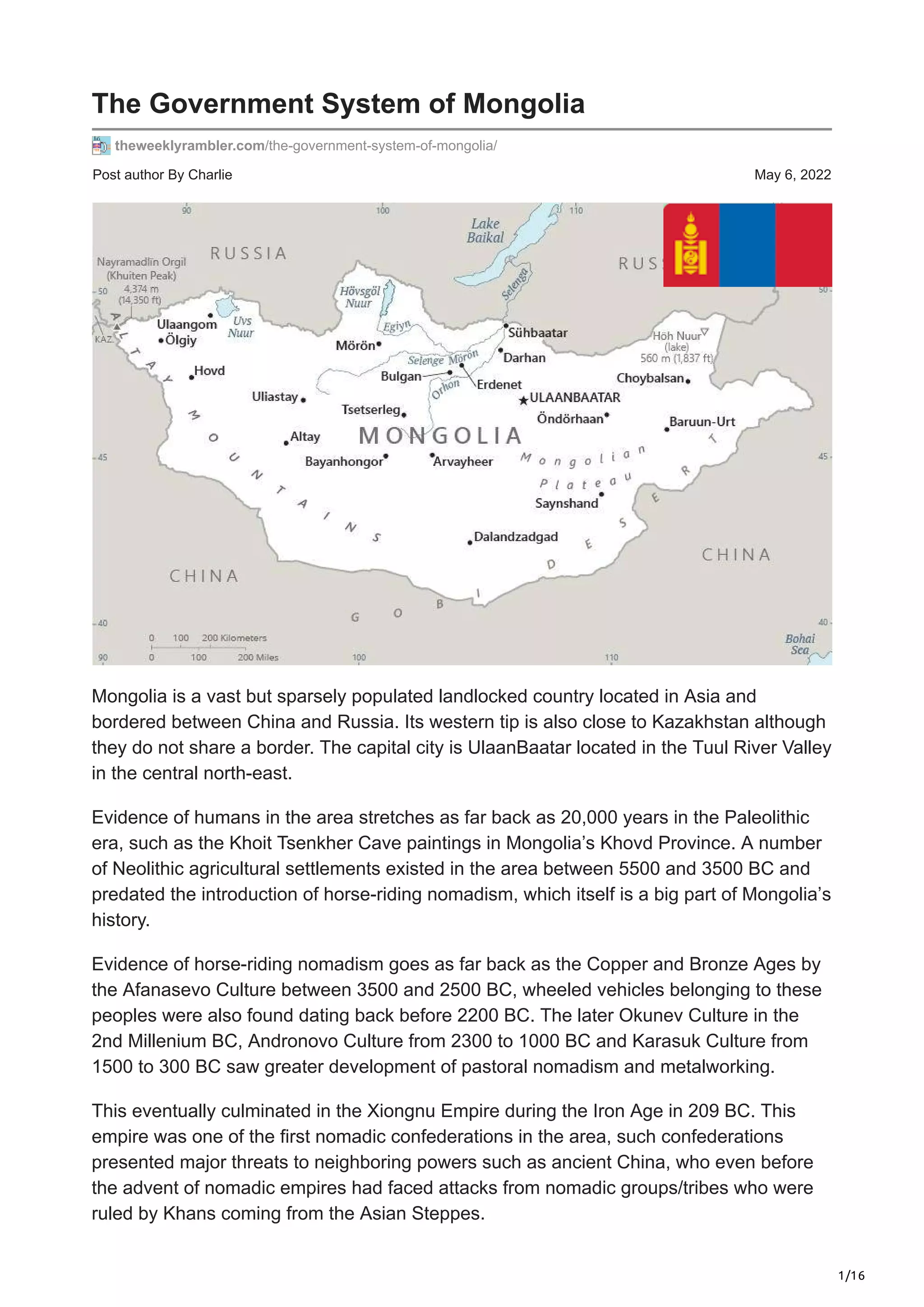 The Government System of Mongolia | PDF