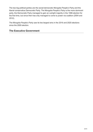 The Government System of Mongolia | PDF
