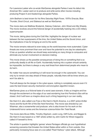 Double Bill WarGames and Die Hard 40.pdf | Internet Safety | Parenting