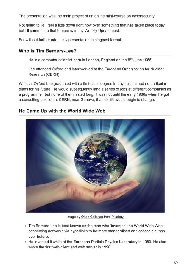 Tim Berners-Lee Inventor of the World Wide Web | PDF