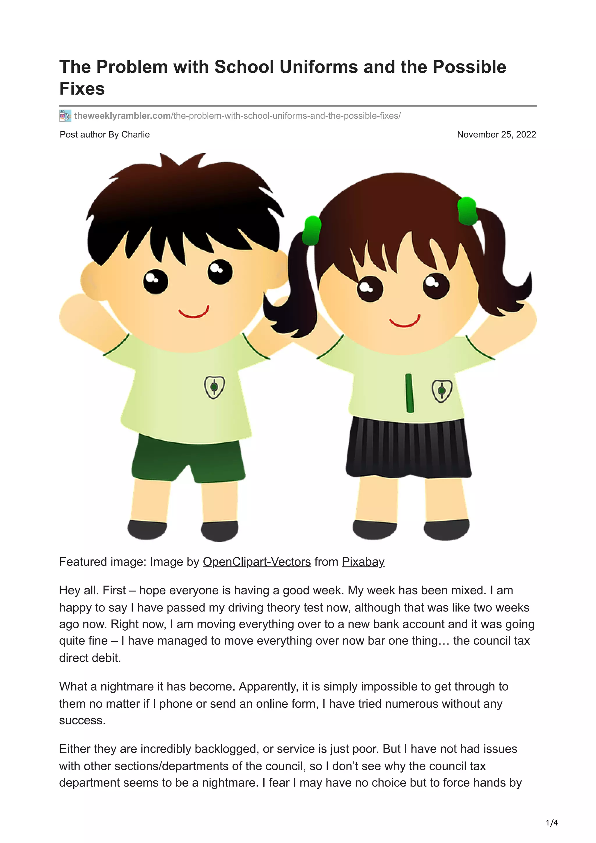 The Problem with School Uniforms and the Possible Fixes | PDF