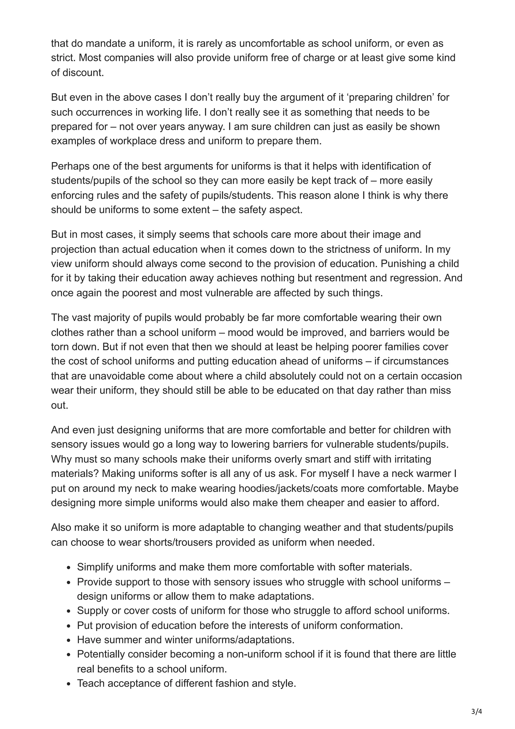 The Problem with School Uniforms and the Possible Fixes | PDF