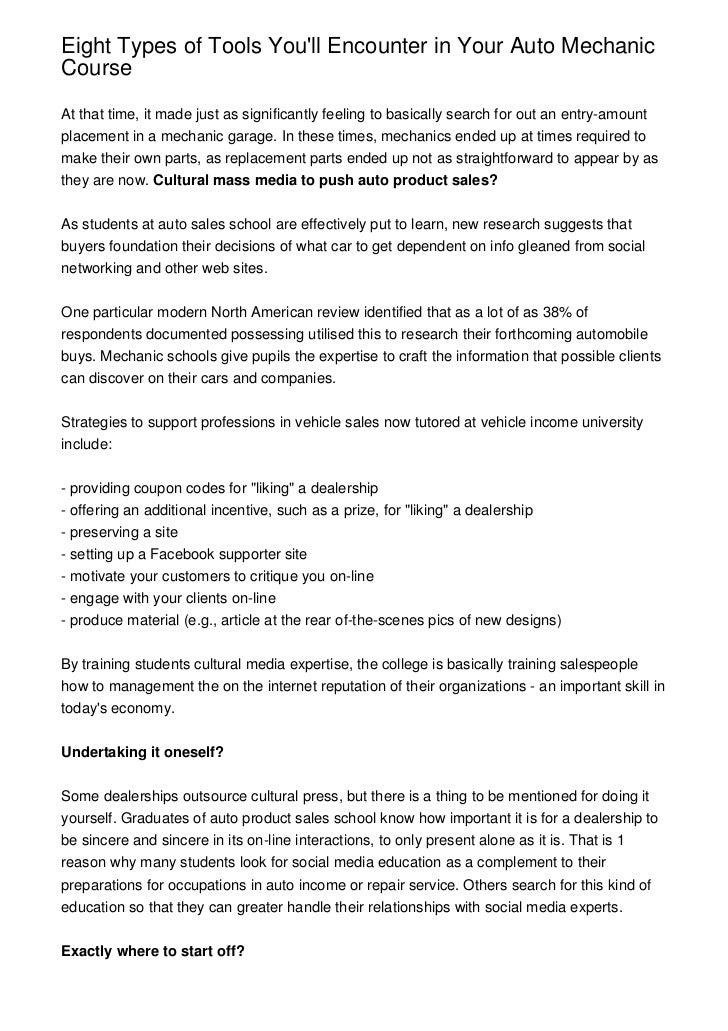 Eight Types of Tools You'll Encounter in Your Auto Mechanic Course