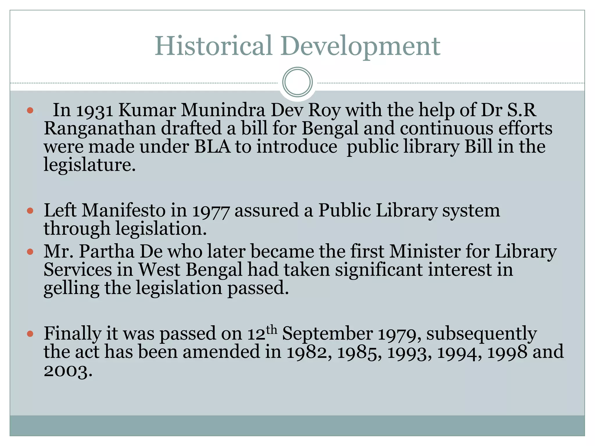 Salient Feature of West Bengal Public Library Act 1979 | PPT