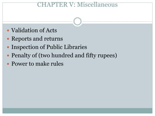 Salient Feature of West Bengal Public Library Act 1979 | PPT