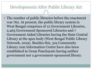 Salient Feature of West Bengal Public Library Act 1979 | PPTX