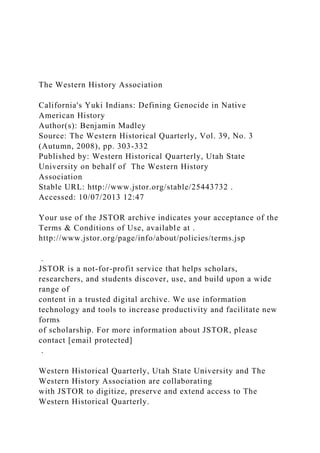 The Western History AssociationCalifornias Yuki Indians .docx