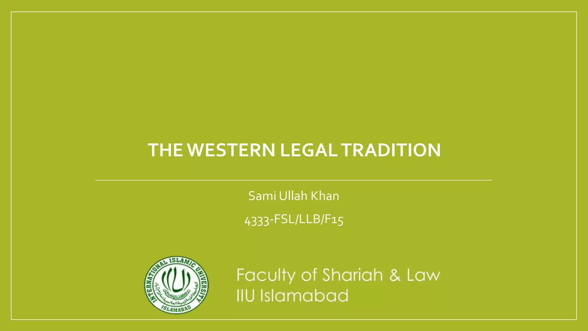 The western legal tradition | PPT