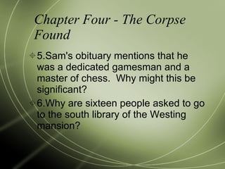 The Westing Game Chapter Questions | PPT