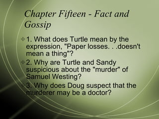 The Westing Game Chapter Questions | PPT