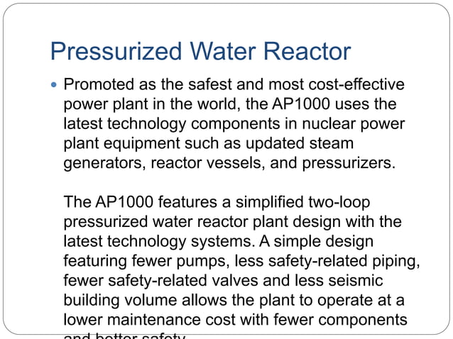 The Westinghouse AP1000 Pressurized Water Reactor | PPT