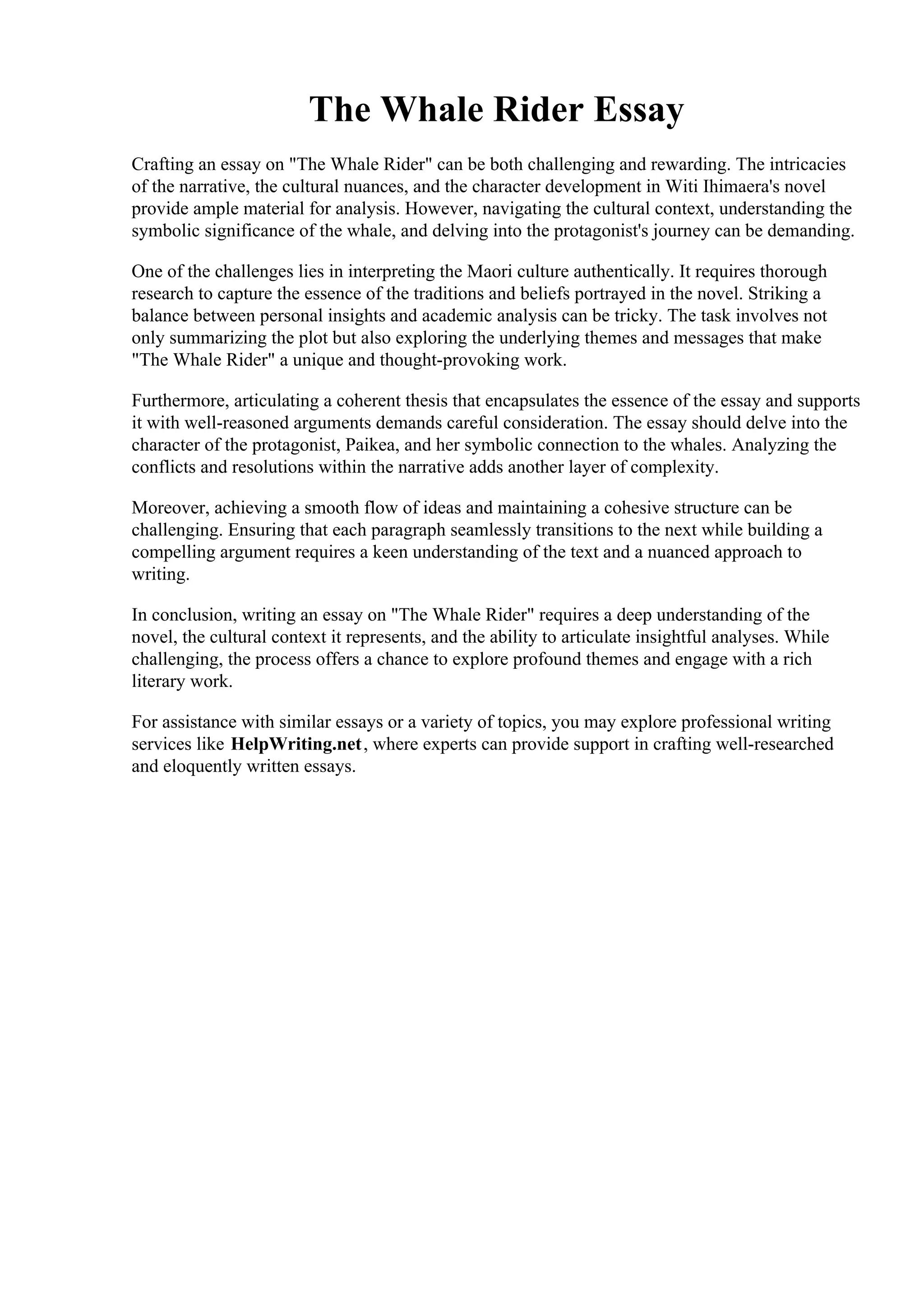 The Whale Rider Essay | PDF