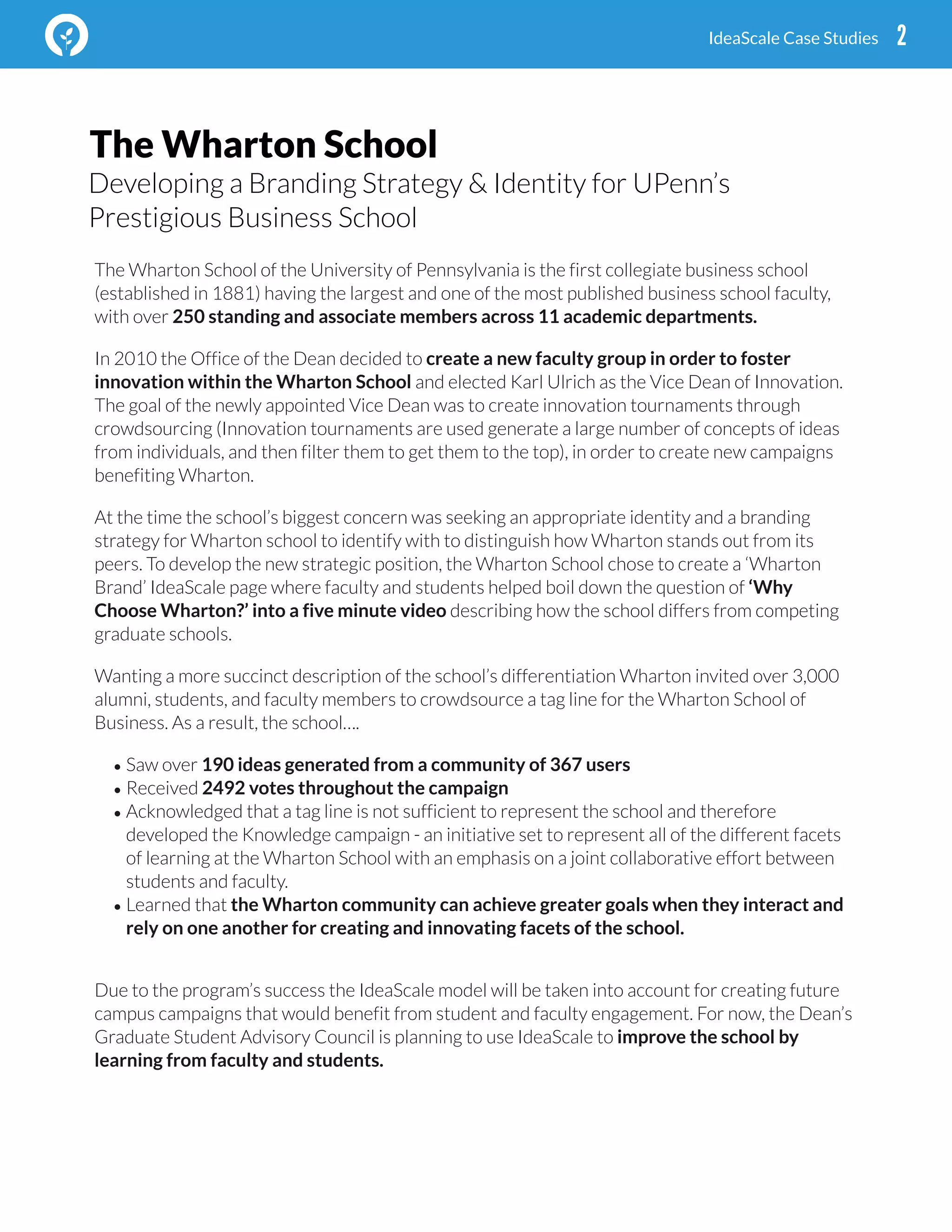 Case Study: The Wharton School | PDF