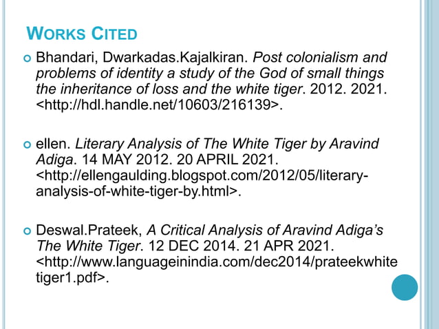 The white tiger | PPTX