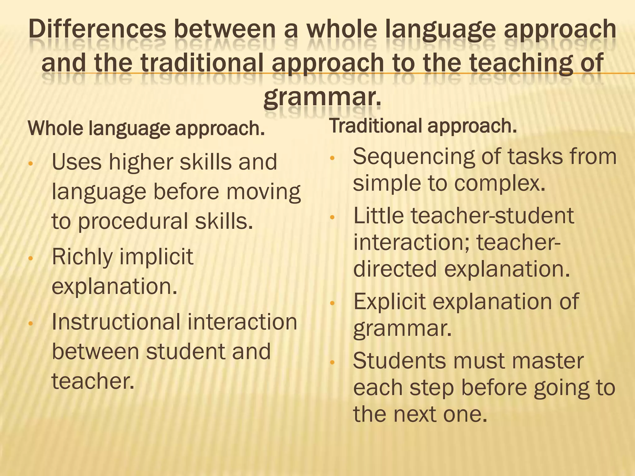 The whole language approach | PPTX | Education