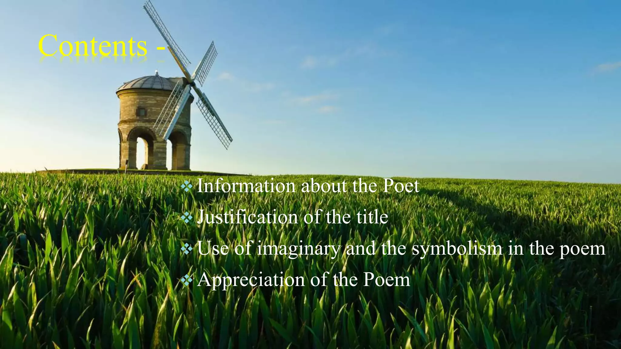 The Windmill poem | PPTX