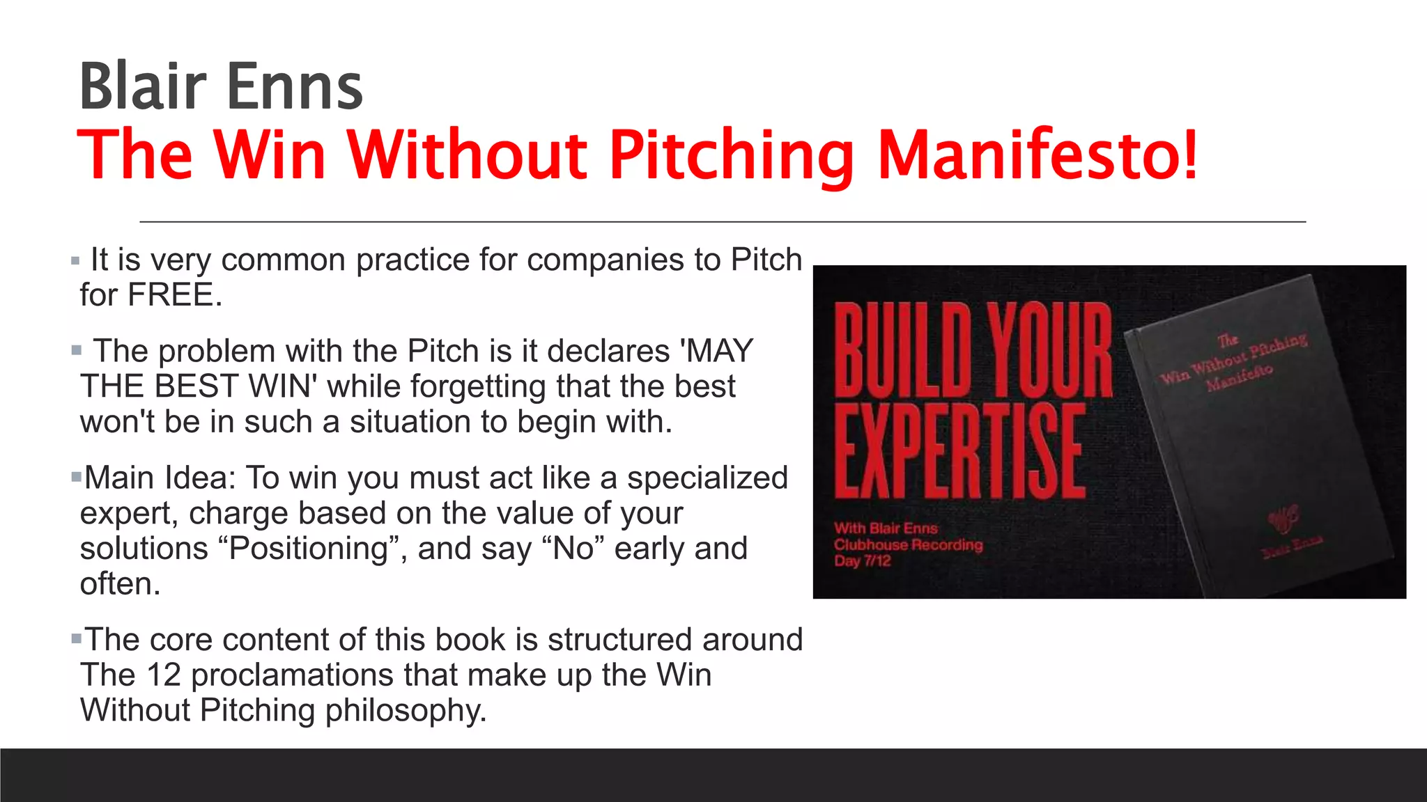 The Win Without Pitching Manifesto_resume.pptx | Sales | Business