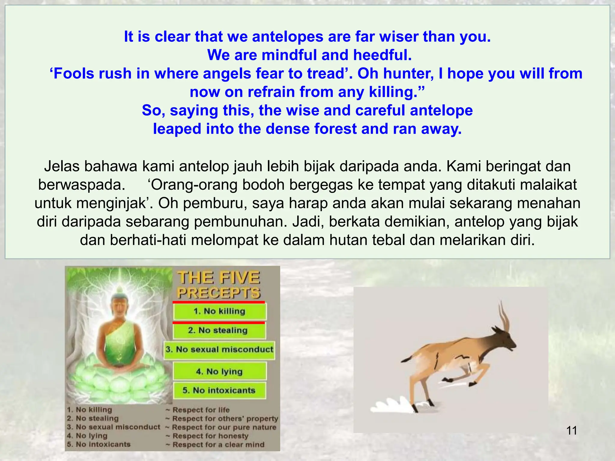 The Wise Antelope and The Hunter ~ A Moral Story (Eng. & Malay).pptx