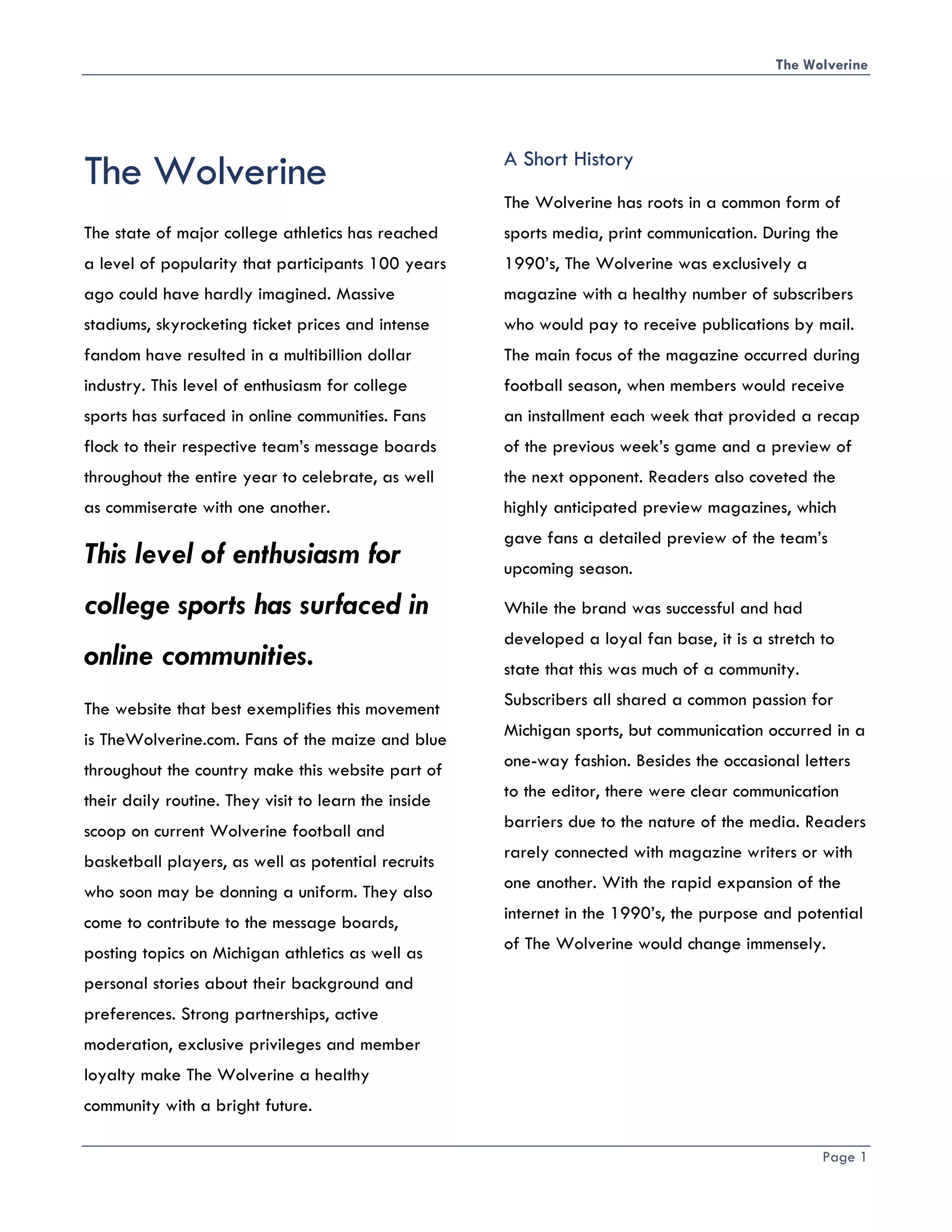 The Wolverine Project | PDF