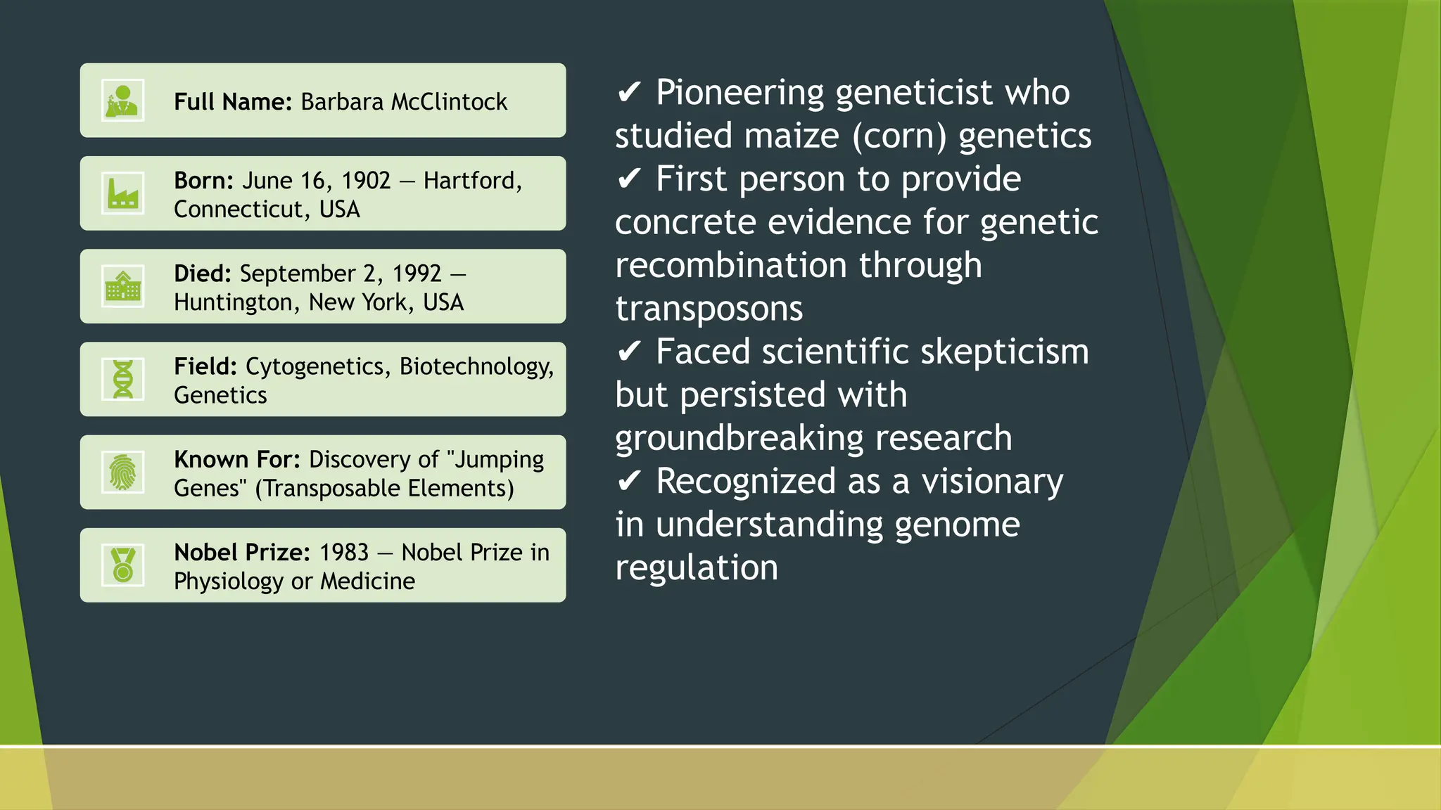 The Woman Who Made Genes Jump.pptx BIOTECH | PPTX