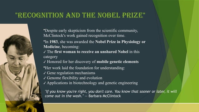The Woman Who Made Genes Jump.pptx BIOTECH | PPTX