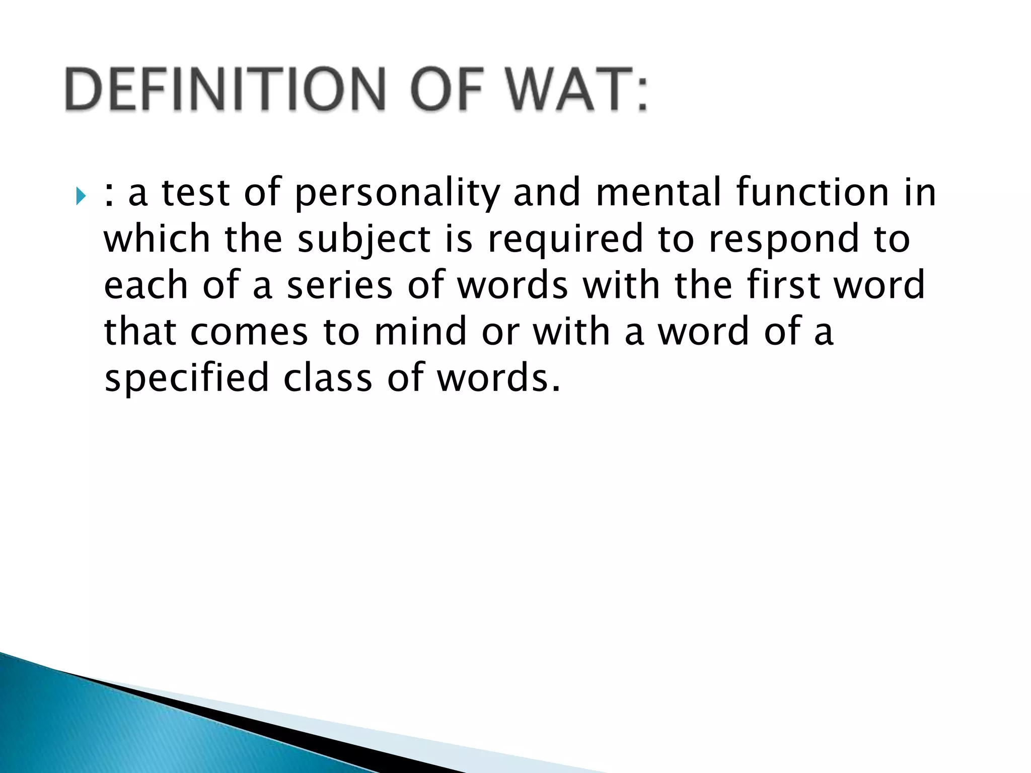The word association test | PPTX