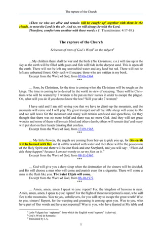 The Word of God about the rapture (the abduction) of the Church | PDF