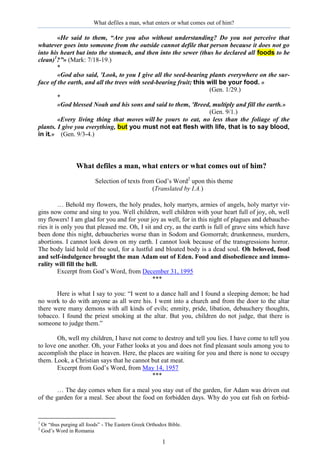 The Word of God about what defiles a man, what enters or what comes out ...