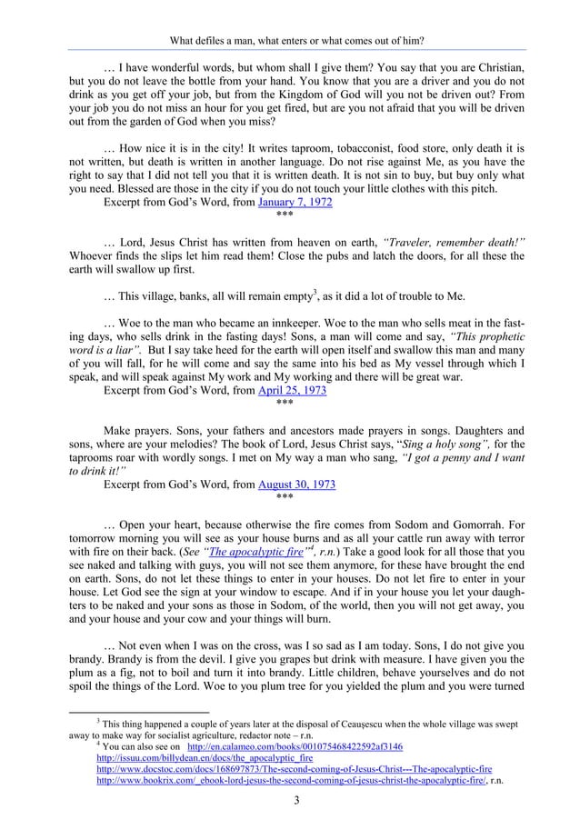 The Word of God about what defiles a man, what enters or what comes out ...