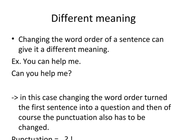 The word order of sentences | PPT | Homework and Study | Education
