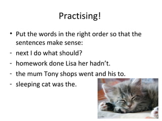 The word order of sentences | PPT