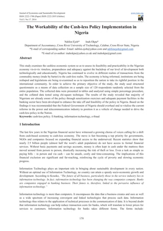 The workability of the cash less policy implementation in | PDF