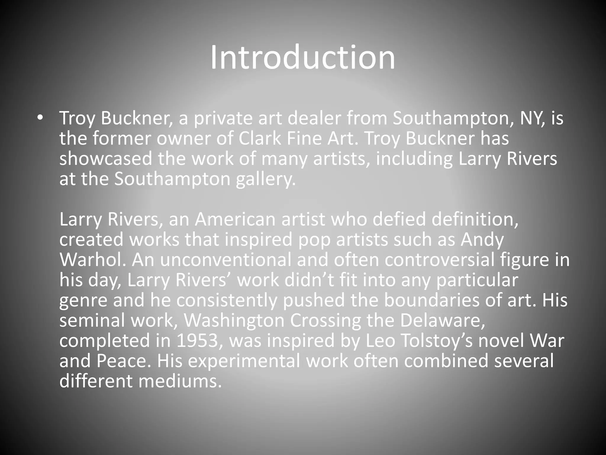 The Work and Background of Artist Larry Rivers | PPTX