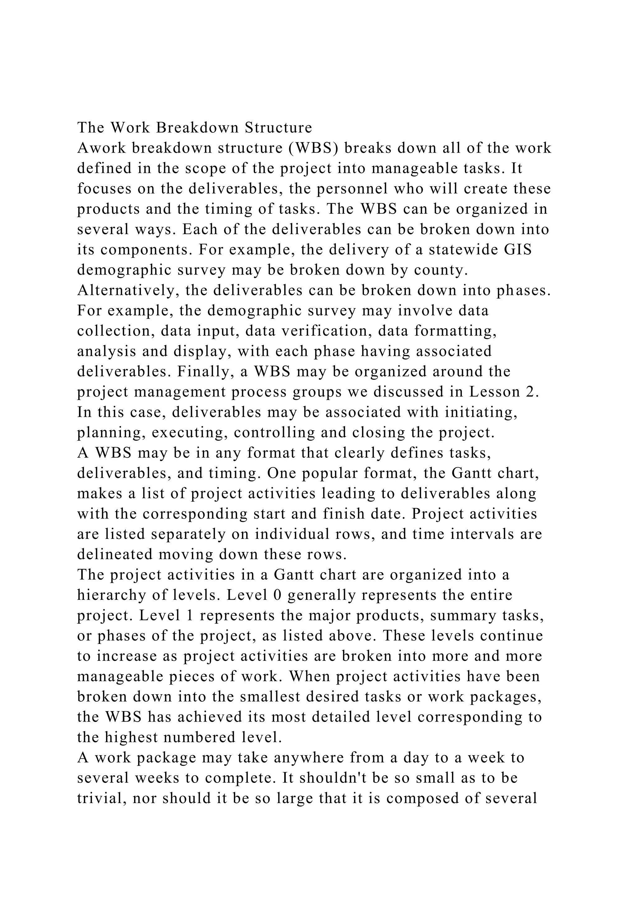 The Work Breakdown StructureAwork breakdown structure (WBS) brea.docx