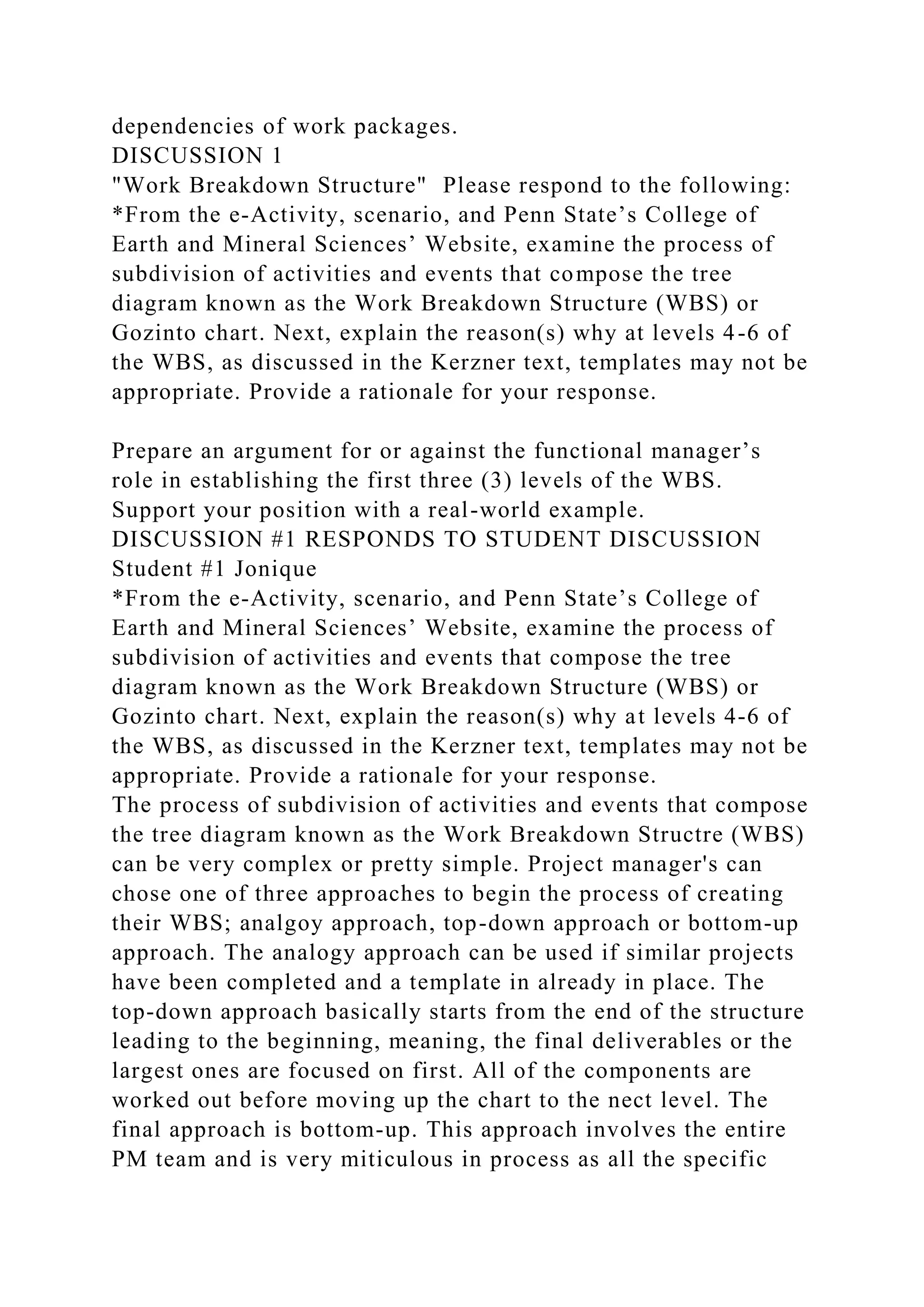 The Work Breakdown StructureAwork breakdown structure (WBS) brea.docx