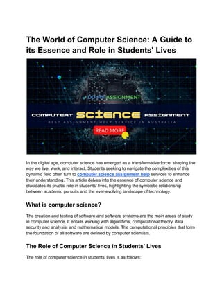 The World of Computer Science_ A Guide to its Essence and Role in ...