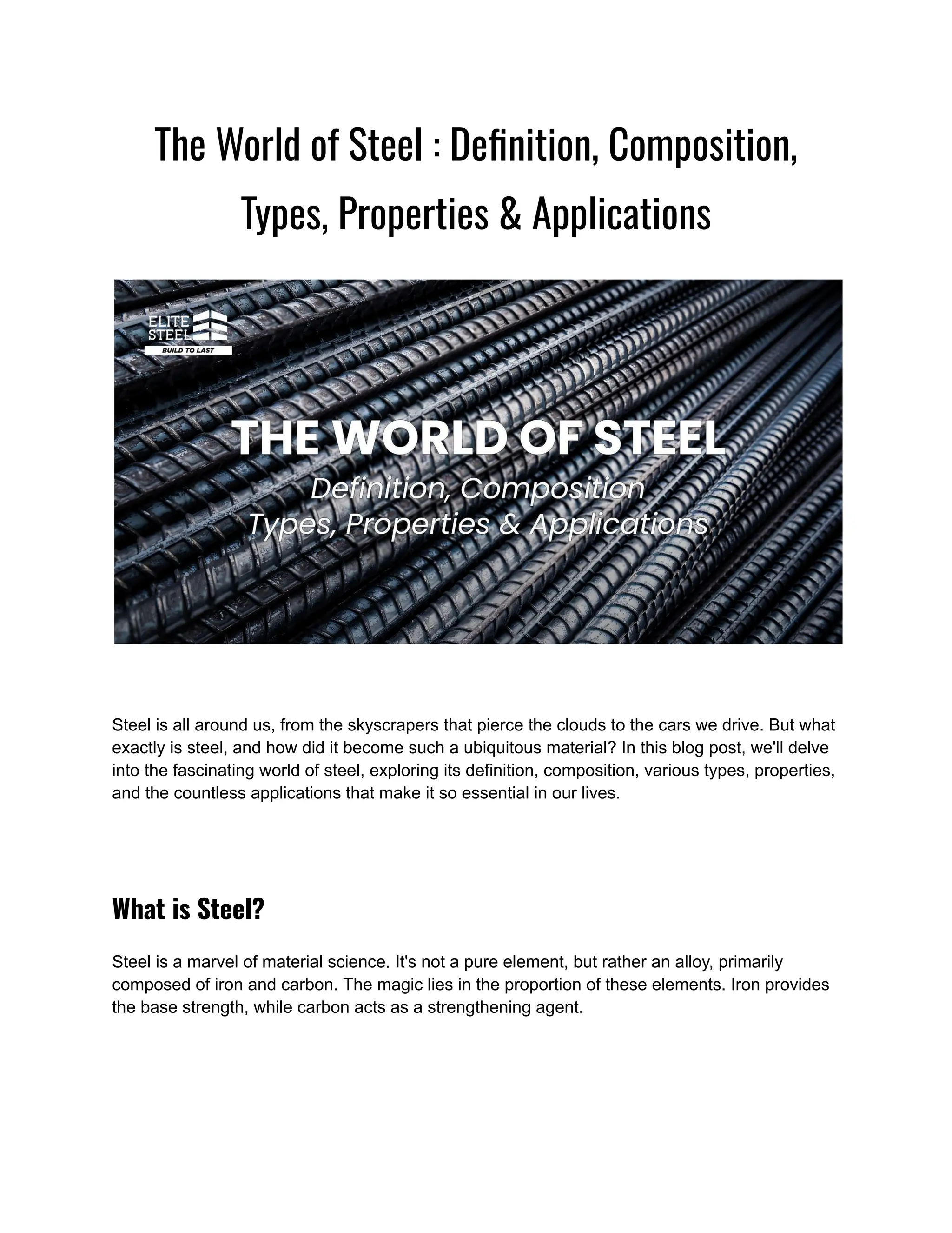 The World of Steel _ Definition, Composition, Types, Properties ...