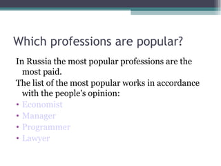 The world of work in Russia | PPT