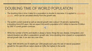 The world population distribution, density and growth | PPTX