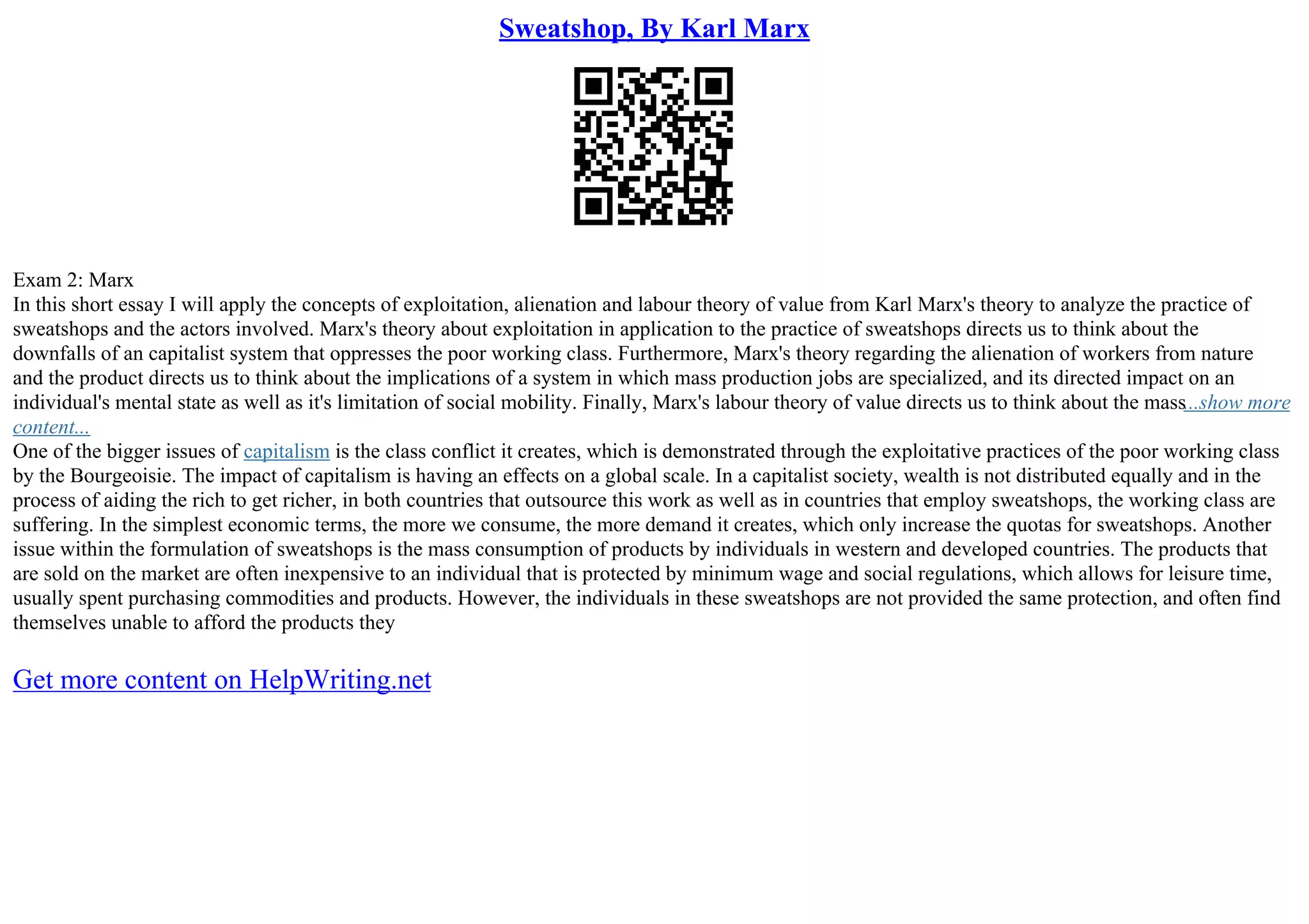The World’S Sweatshop Essay Examples | PPT
