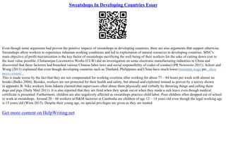 The World’S Sweatshop Essay Examples | PDF