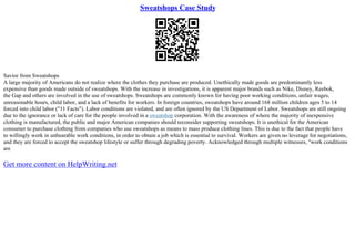 The World’S Sweatshop Essay Examples | PDF