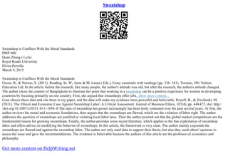 The World’S Sweatshop Essay Examples | PDF