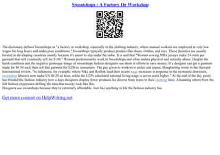 The World’S Sweatshop Essay Examples | PDF