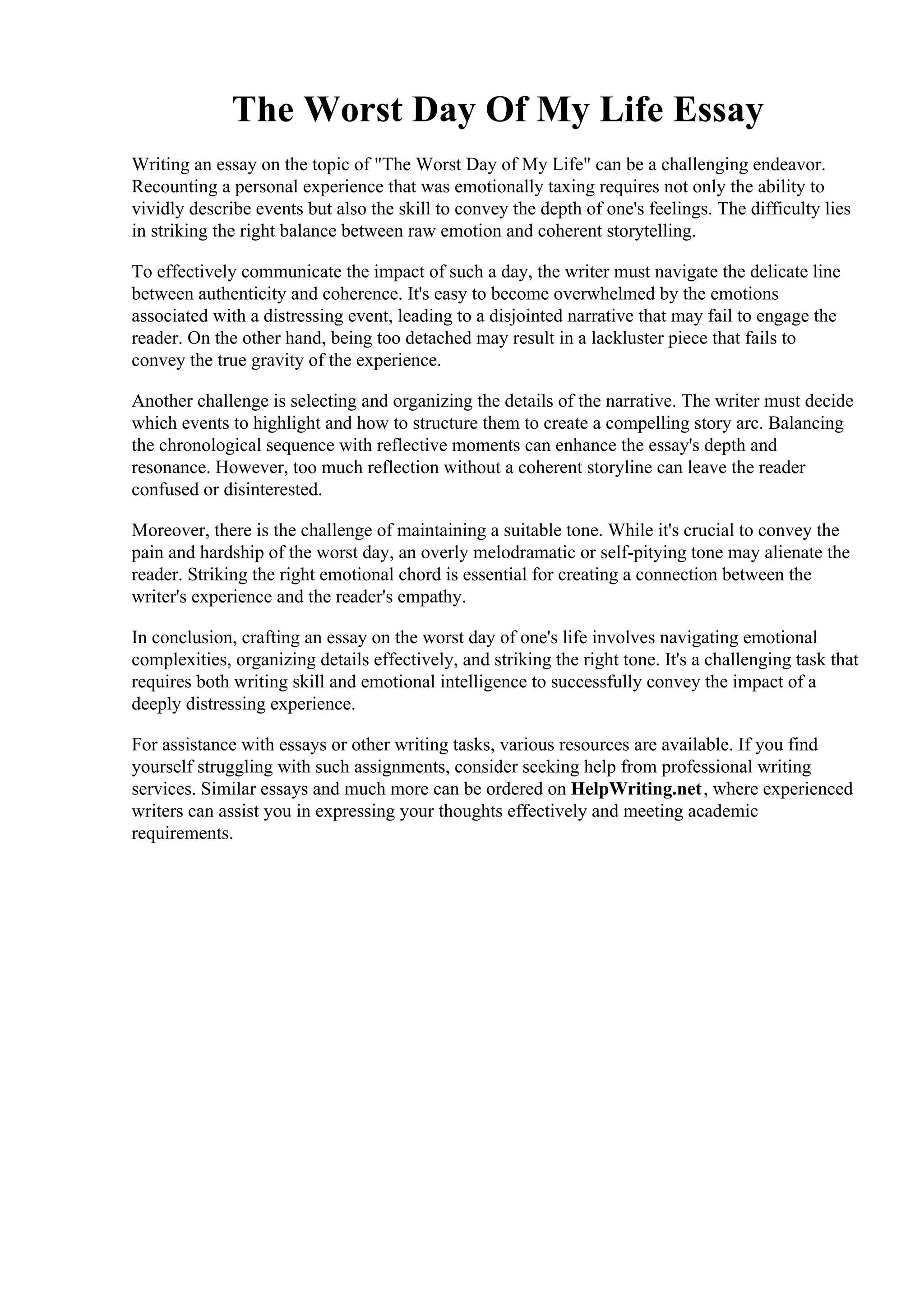 The Worst Day Of My Life Essay.pdf