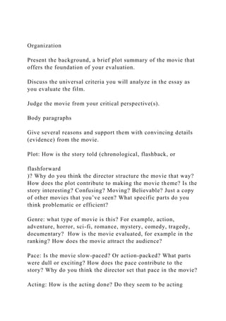 The Writing AssignmentWatch a movie that you want and write an.docx