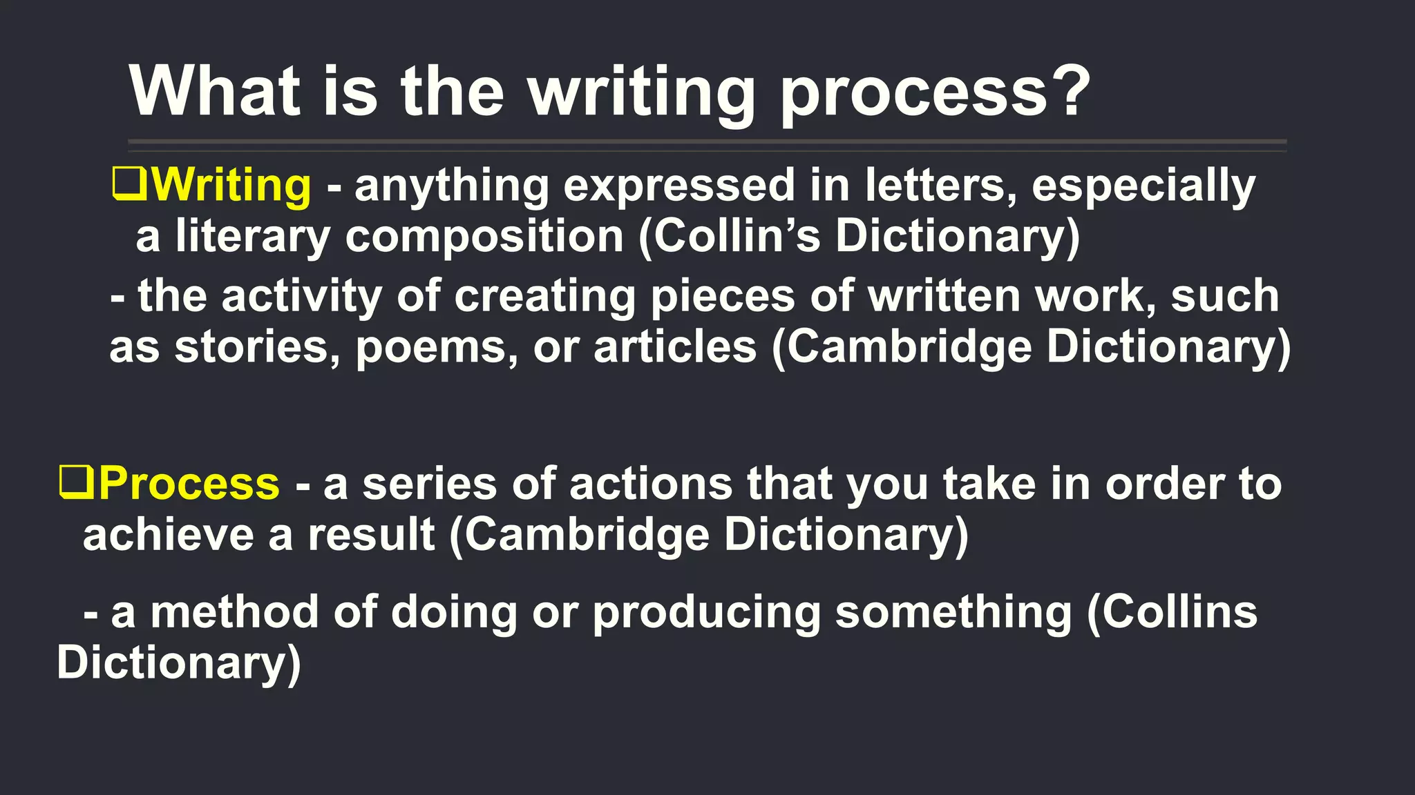 The Writing Process (English) | PPTX