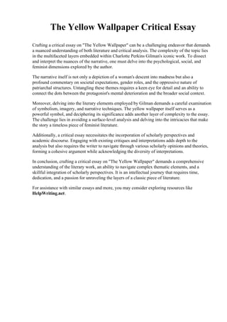 The Yellow Wallpaper Critical Essay.pdf