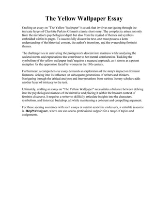 The Yellow Wallpaper Essay | PDF